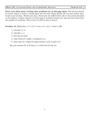 Advanced Calculus Test 1 - Math 332: Fall 2013 Test 1 Show your work ...
