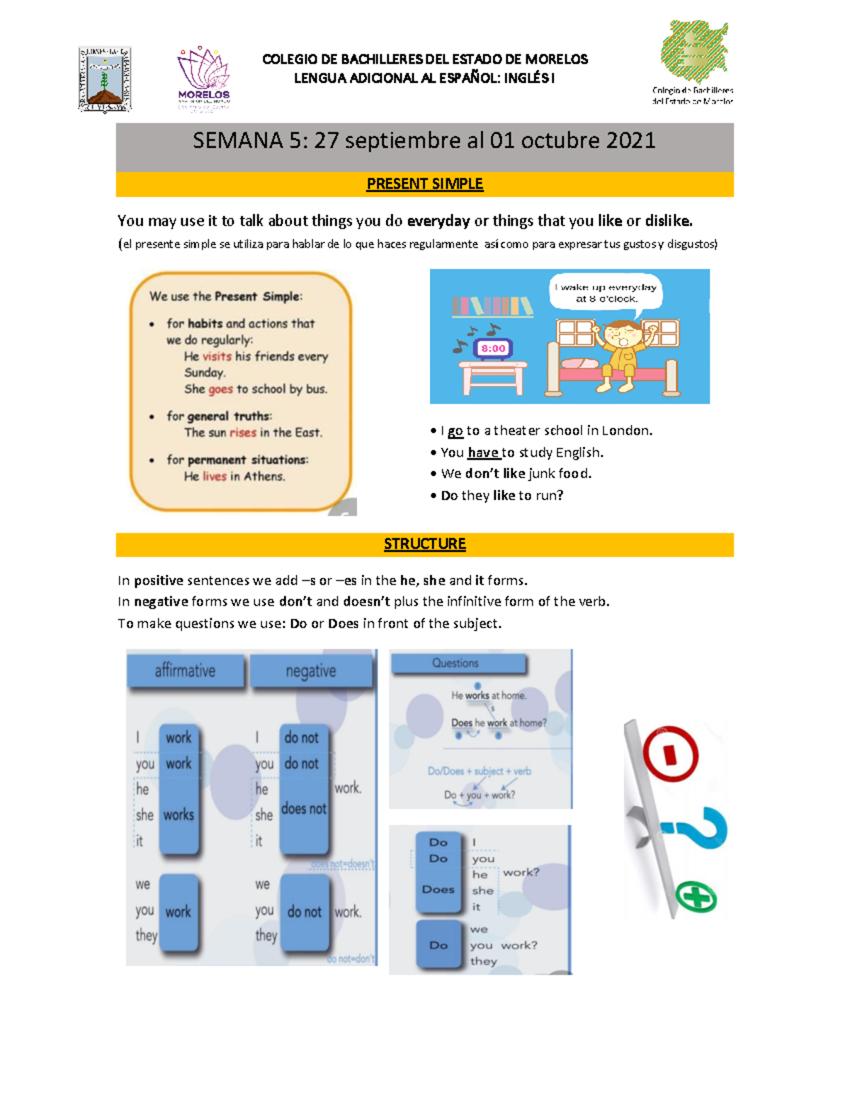 Semana 5 español 1 semana - LENGUA ADICIONAL AL ESPAÑOL: INGLÉS I ...