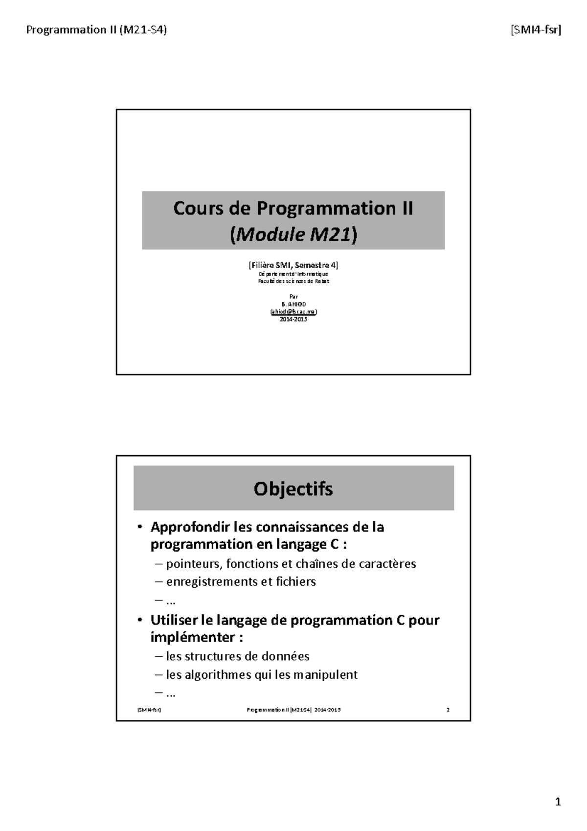 Cours Programmation II 3 - Cours de Programmation II (Module M21 ...