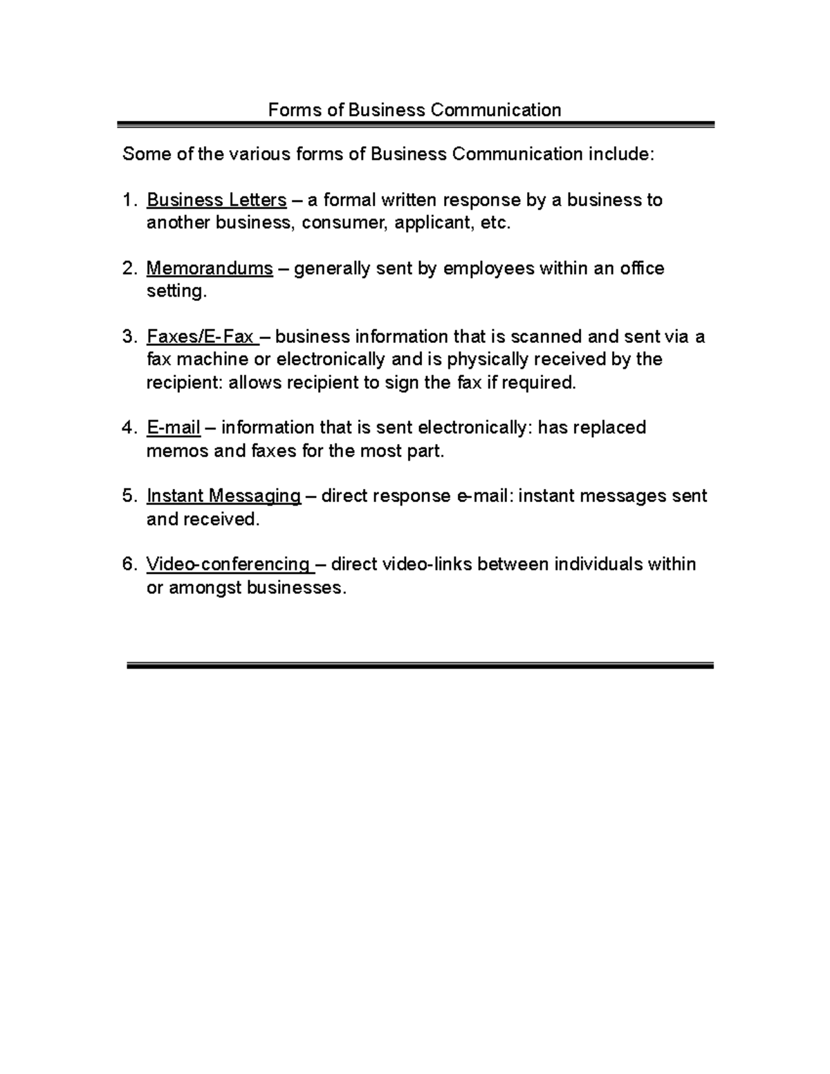 Business Communications - Note and Questionss - Forms of Business ...