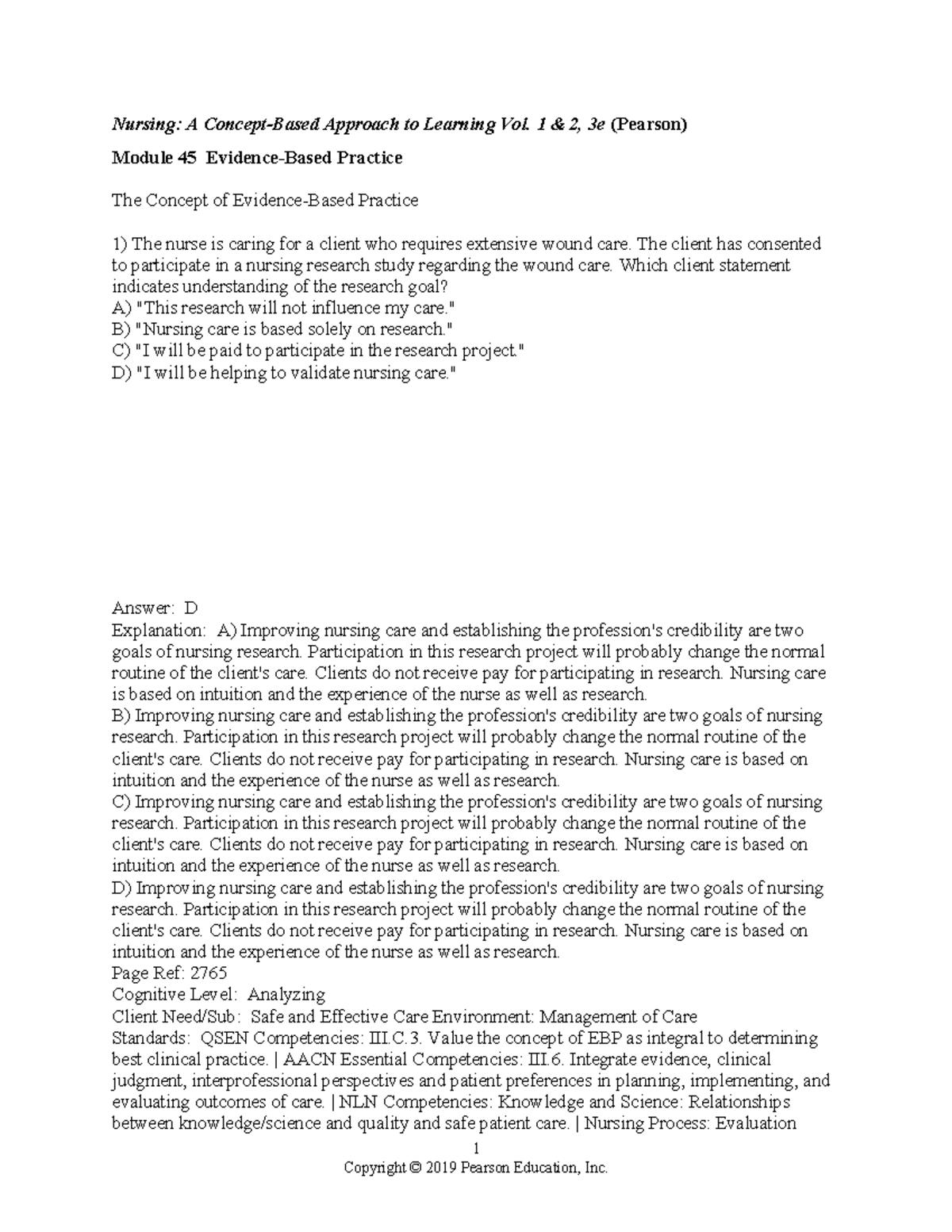 Module 45 - Evidence Based Practice - Nursing: A Concept-Based Approach to Learning Vol. 1 & 2 ...