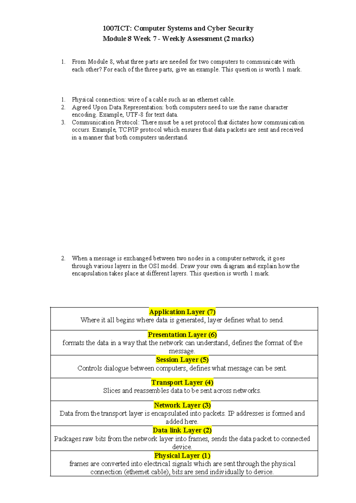 1007ICT Module 8 Week7 Weekly Assessment - 1007ICT: Computer Systems ...
