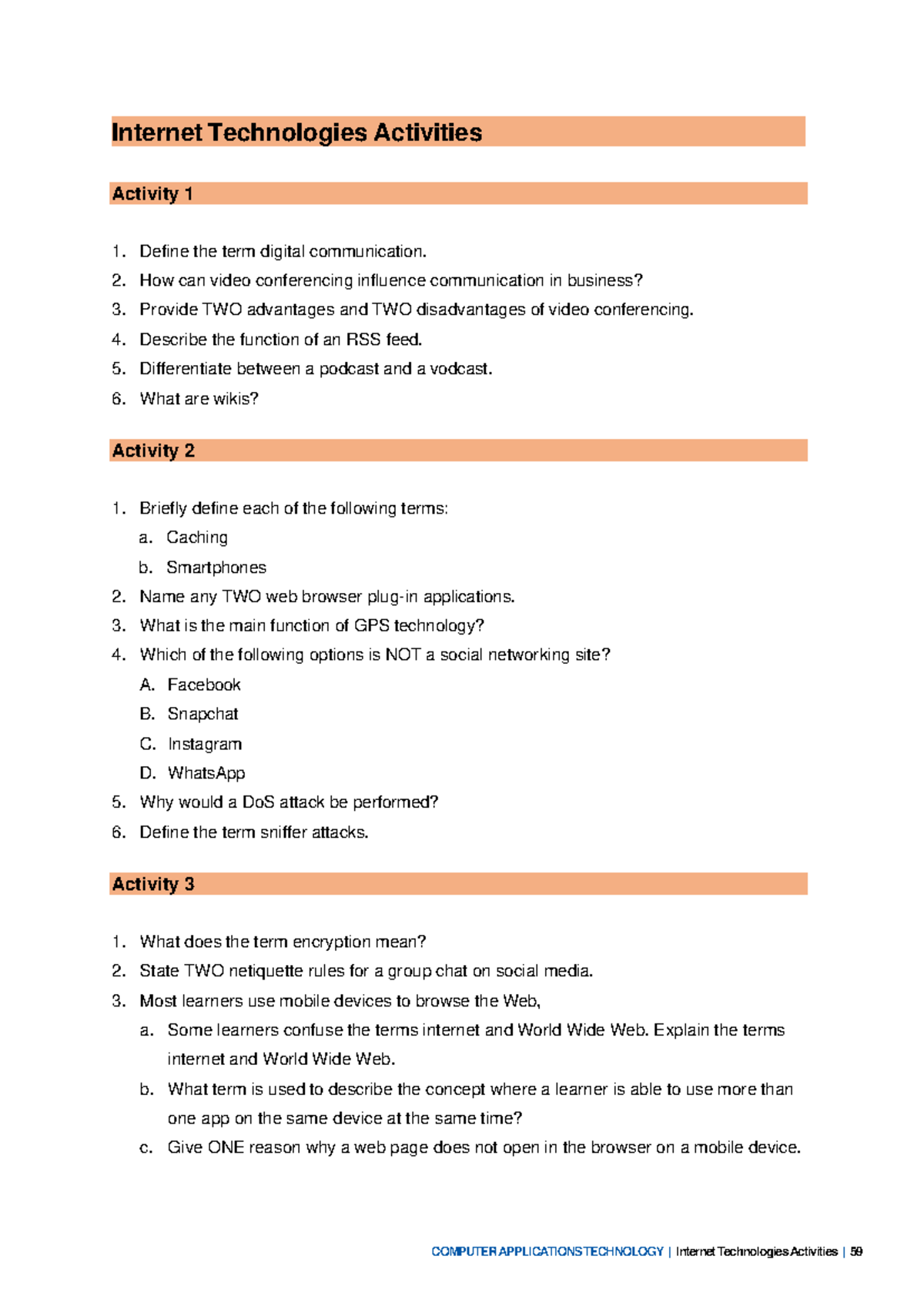 Internet Technologies Activities - Define the term digital ...