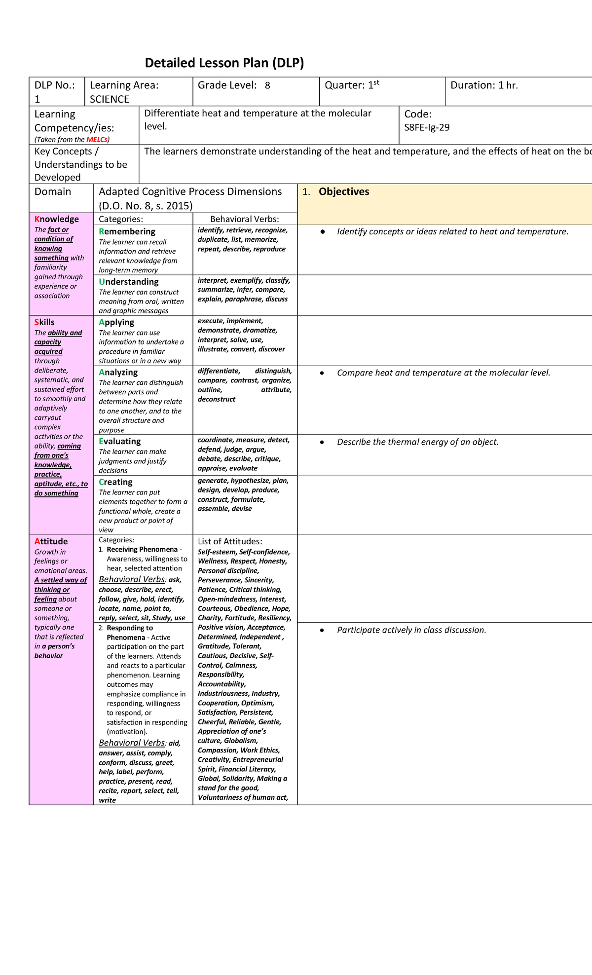 DLP Science-8 CO1-1 - REMEDIAL WORKSHEET/ DLL - Detailed Lesson Plan ...
