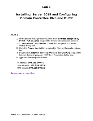 LAB 5 - Installing and Configuring Hyper-V settings, Storage, and Networking - LAB 5 CNET202 ...