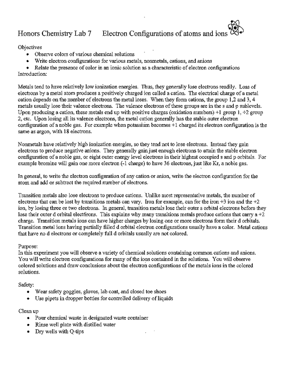 Lab 7electron configuration - organic chemistry 2 - Studocu