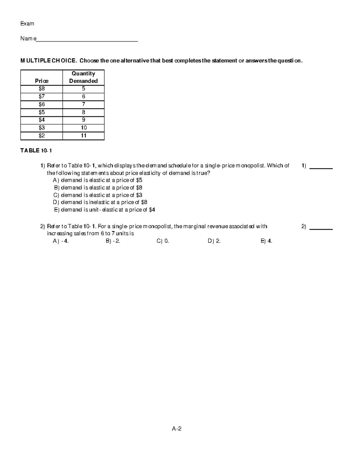 Econ 208 practice exam 2 - Exam Name ...