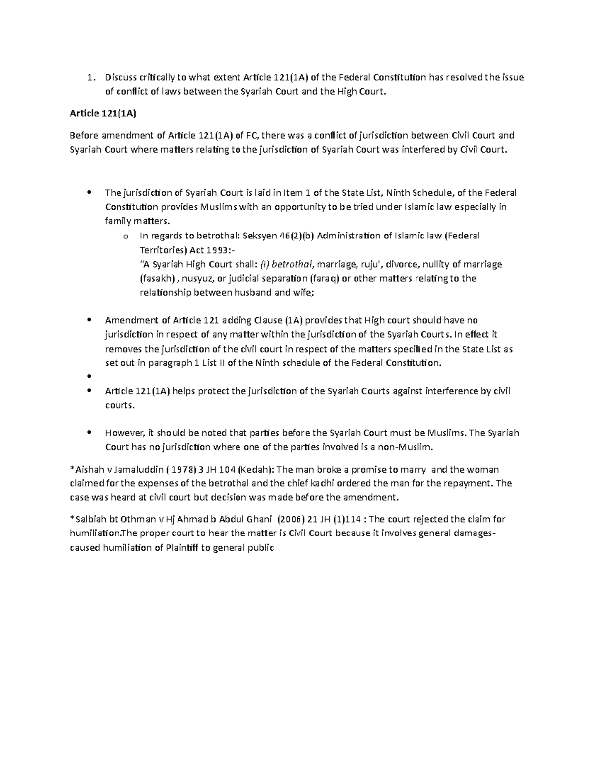 Tuto 1 - asd - Discuss critically to what extent Article 121(1A) of the ...