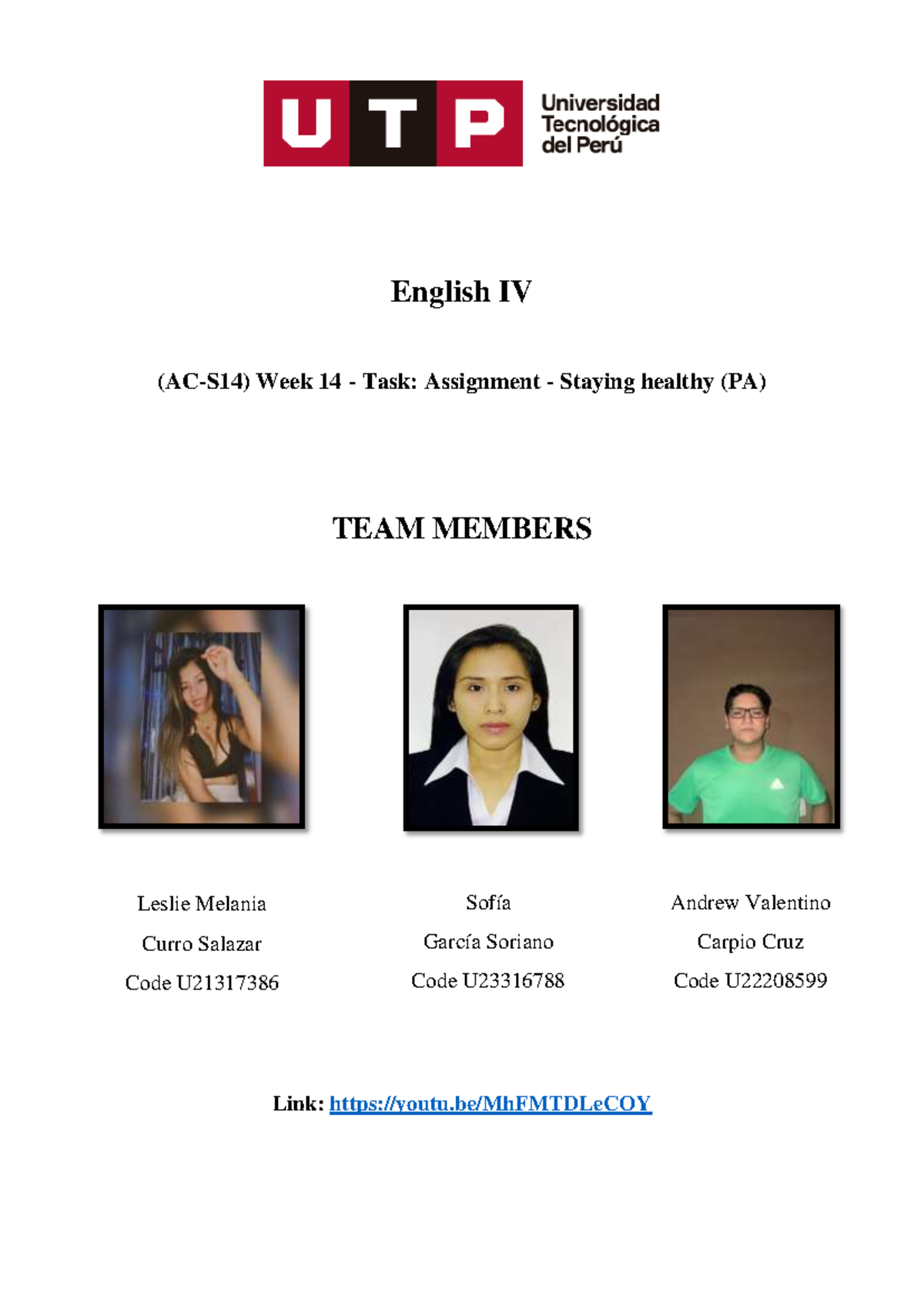 Week 14 - Task Assignment - Staying healthy - PA - ingles IV - Studocu