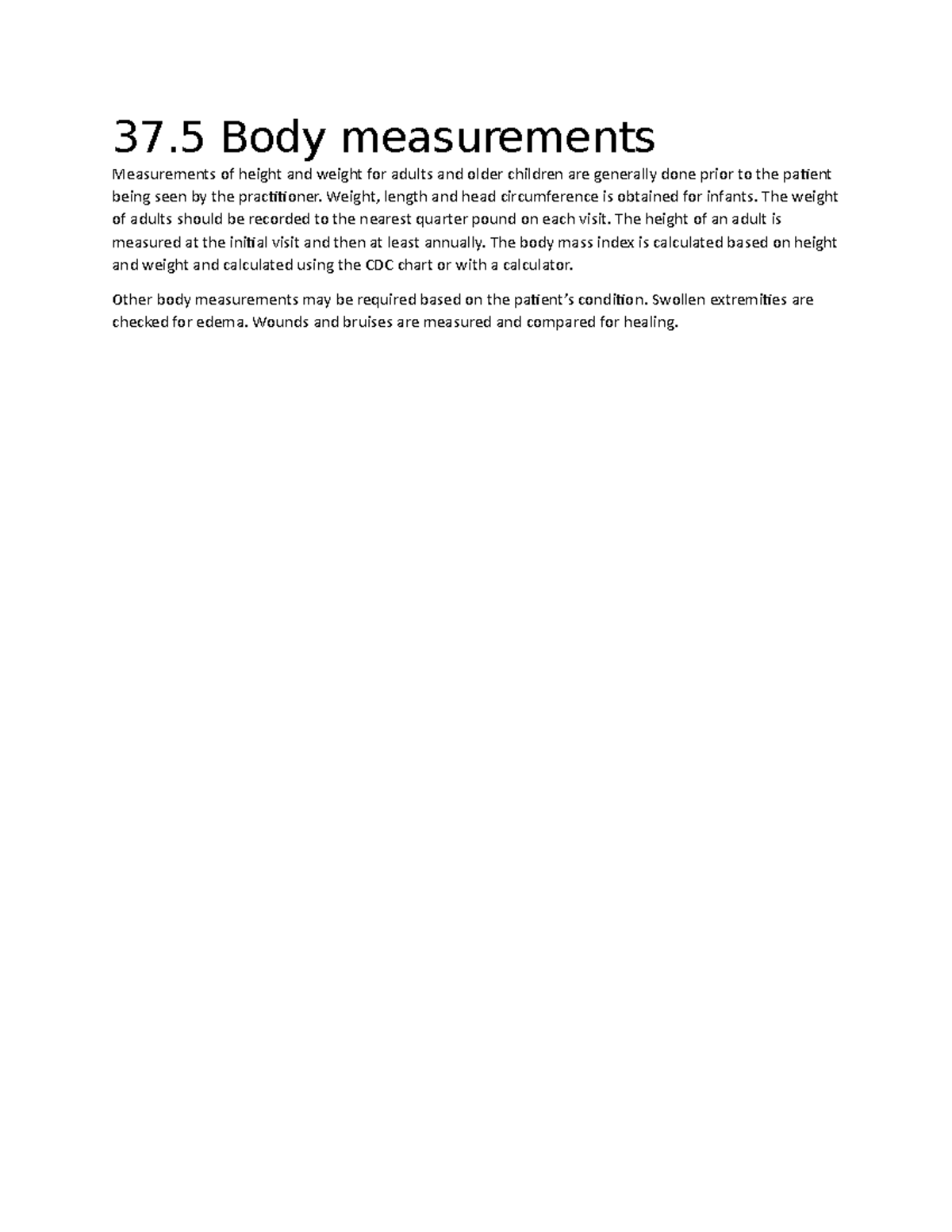 37 5 Body Measurements 37 Body Measurements Measurements Of Height