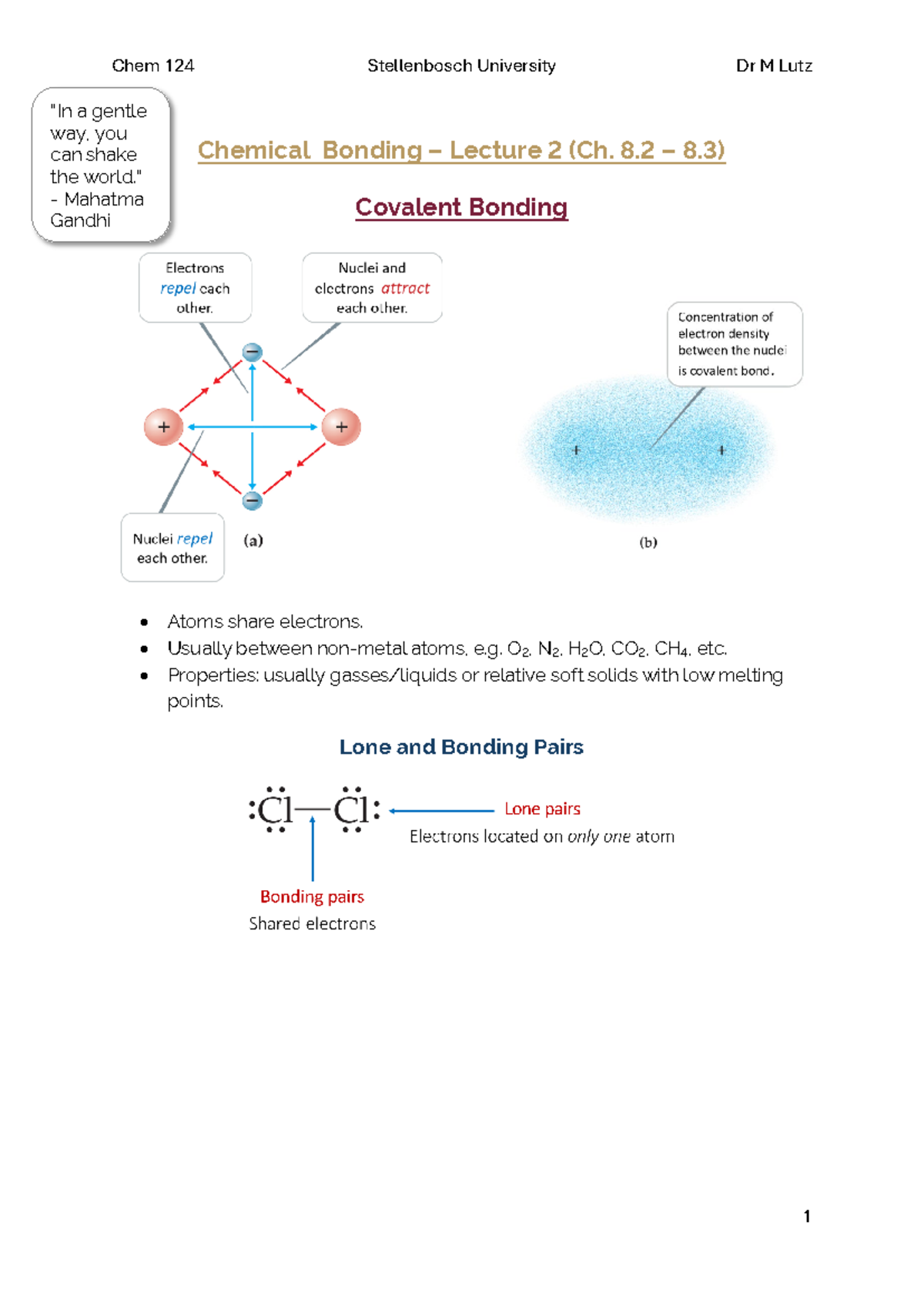 Chemical Bonding - Lecture 2 - Chemical Bonding – Lecture 2 (Ch. 8 – 8 ...