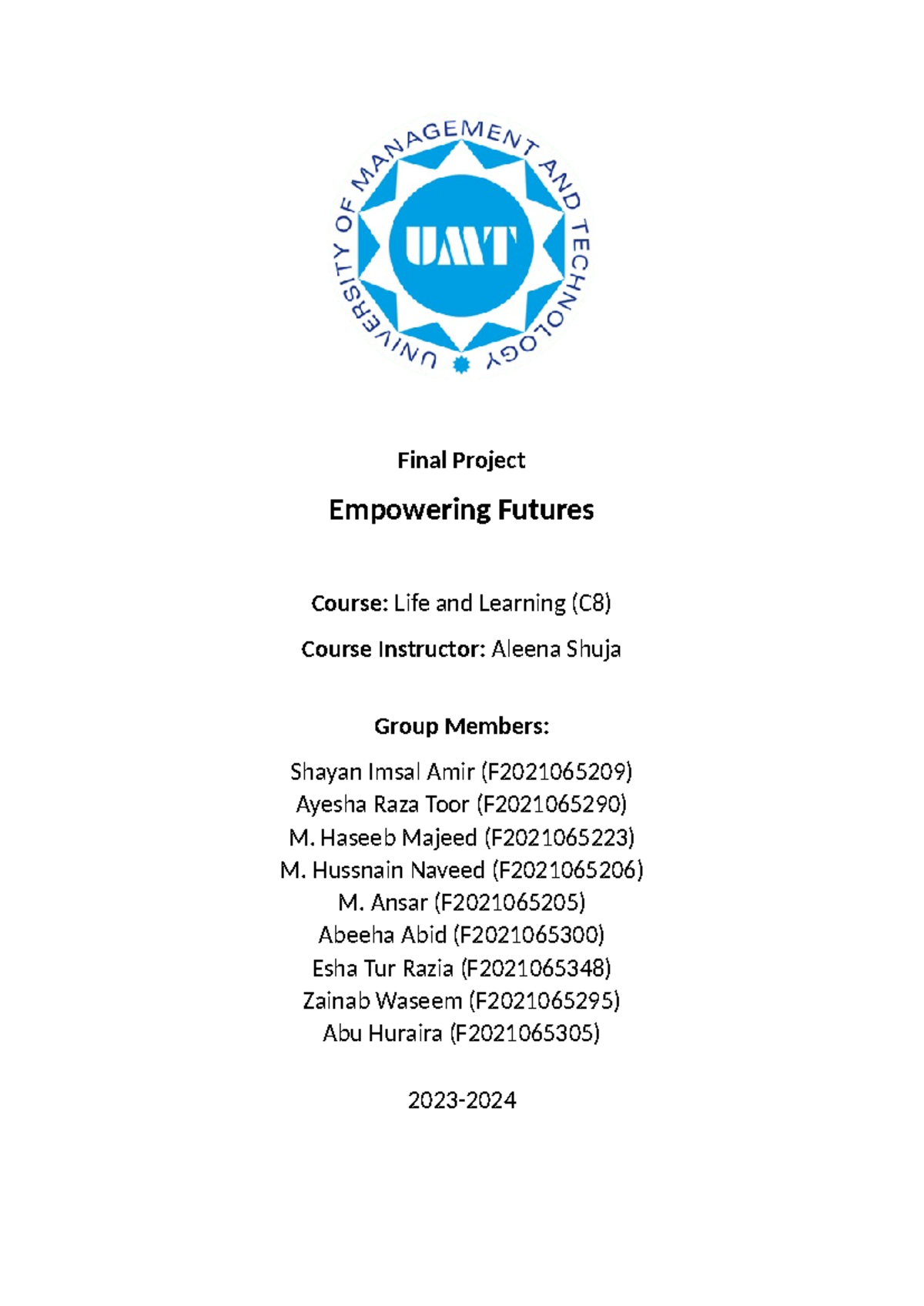 Final Project - life and learning - Final Project Empowering Futures ...