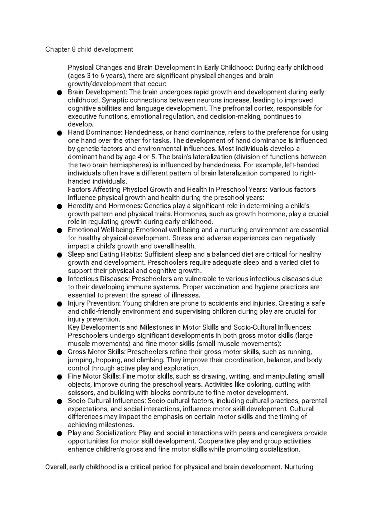Combination of some topics child development - Chapter 8 child ...