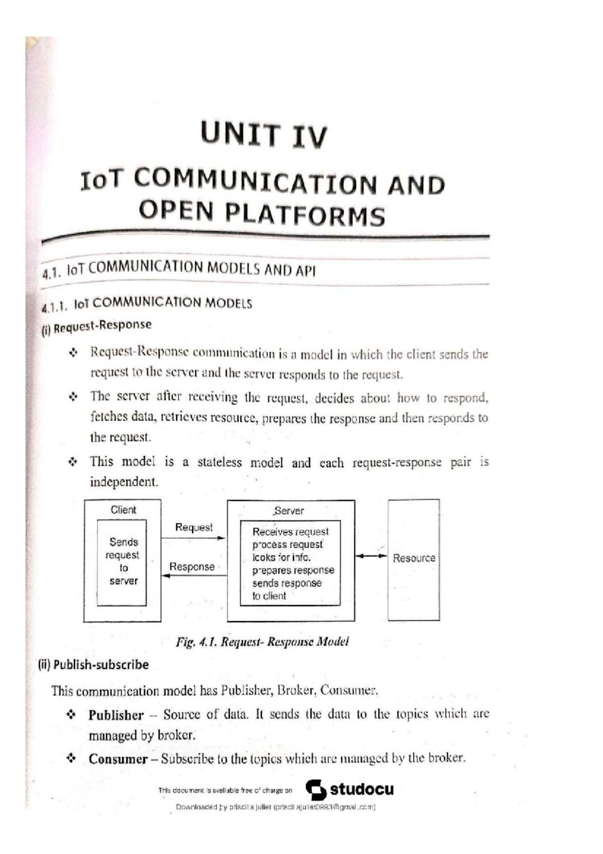 Unit 4 2 - Iot - UNIT IV IoT COMMUNICATION AND OPEN PLATFORMS 4. loT COMMUNICATION MODELS AND ...