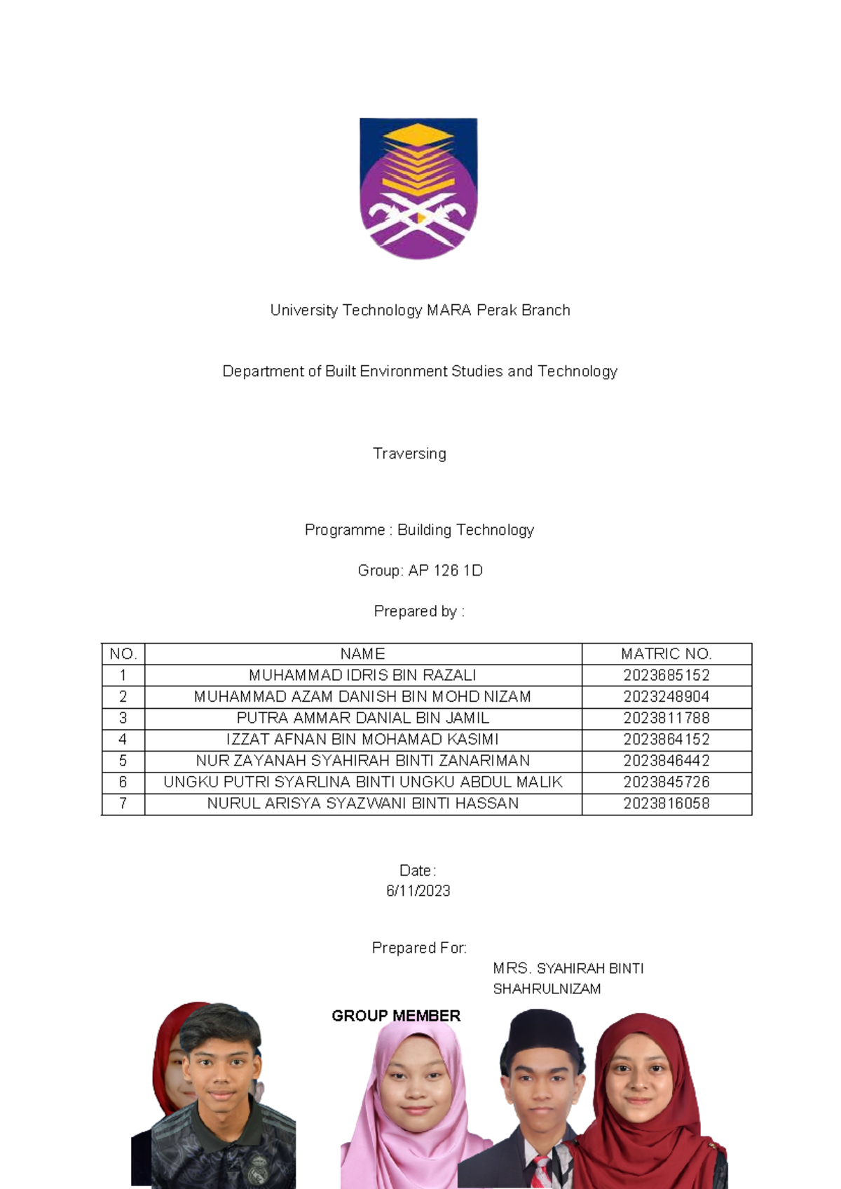 Traverse repair - University Technology MARA Perak Branch Department of ...