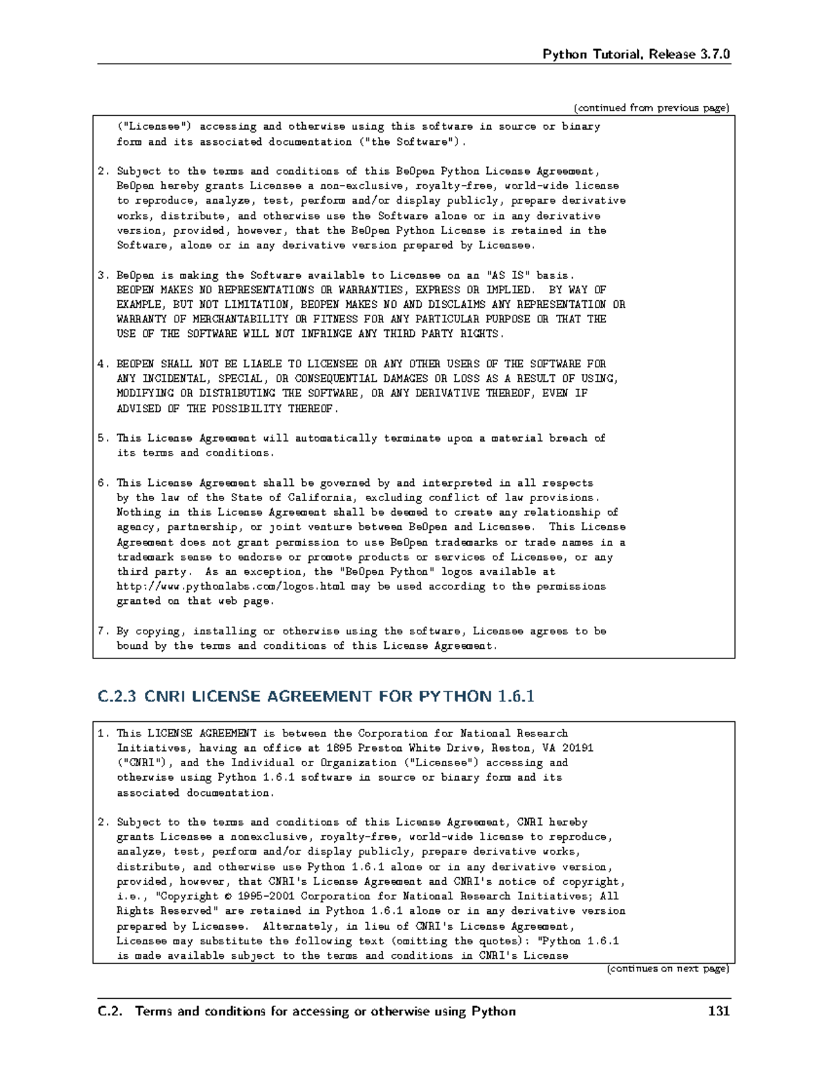 Python Notes-33 - NOTES - (continued from previous page) ("Licensee ...