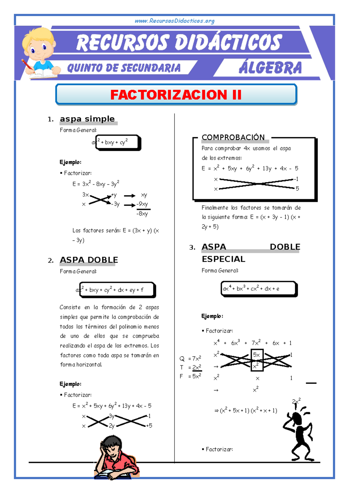 Problemas de Factorización 2 para Quinto de Secundaria - FACTORIZACION ...