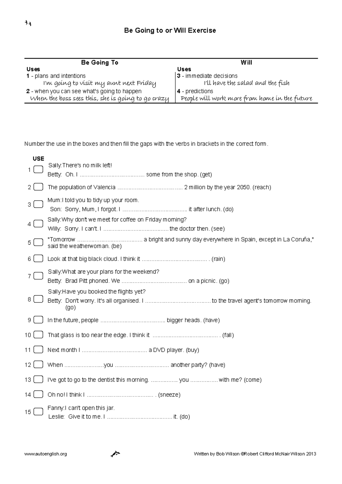 Will Vs Going To 1 Examples Be Going To Or