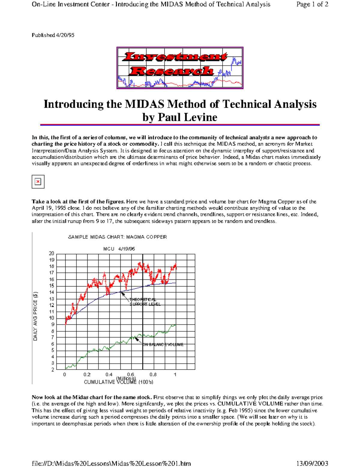 Lesson-1 - wolfe-waves lessons - Published 4/20/ Introducing the MIDAS ...