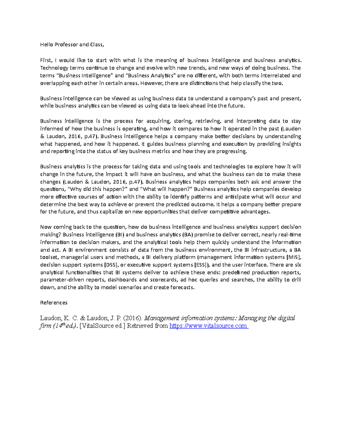 Disscussion 1 - Assignment and tutorial work - Hello Professor and ...