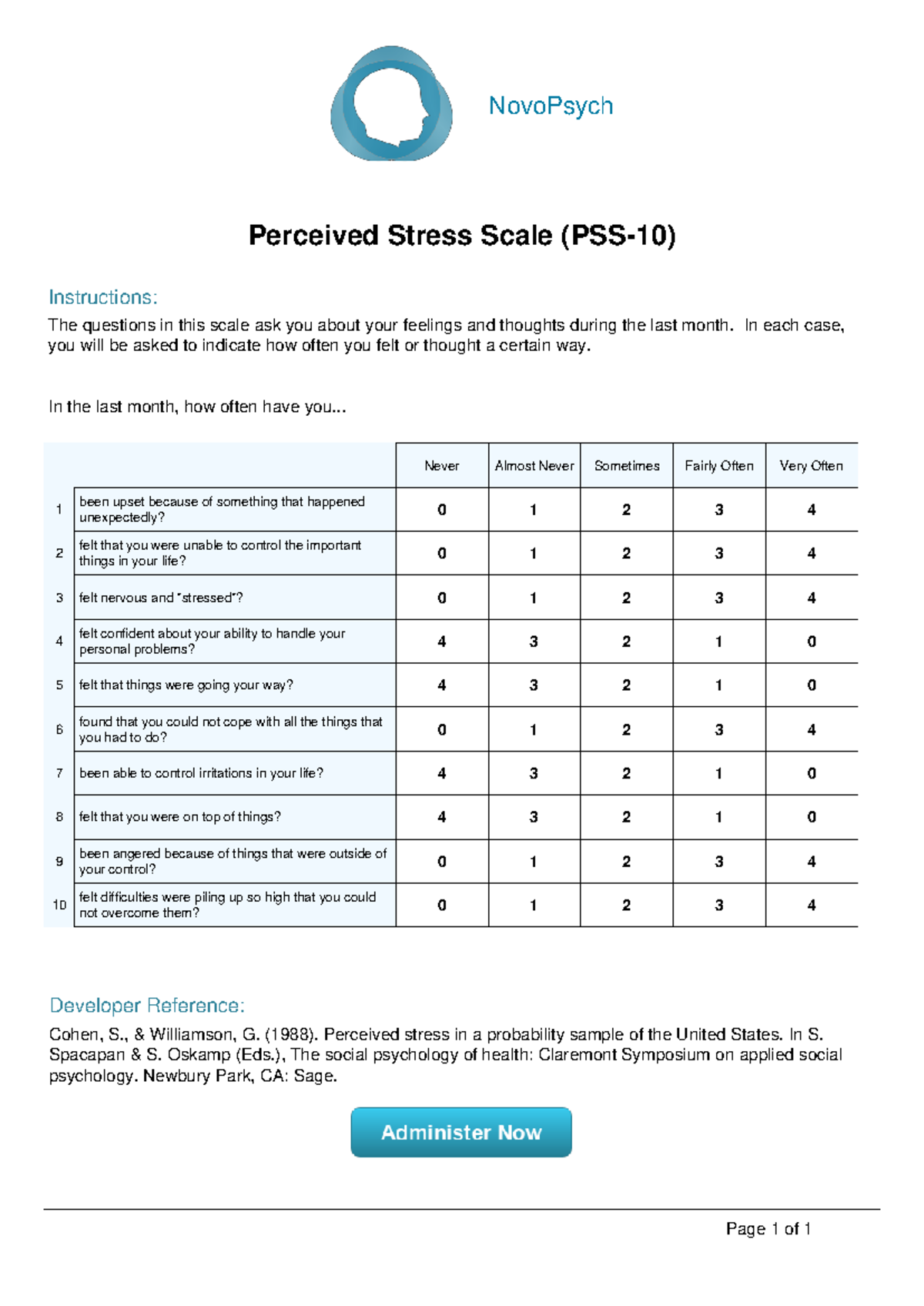 Pss-10 - Good - NovoPsych Perceived Stress Scale (PSS-10) Instructions ...