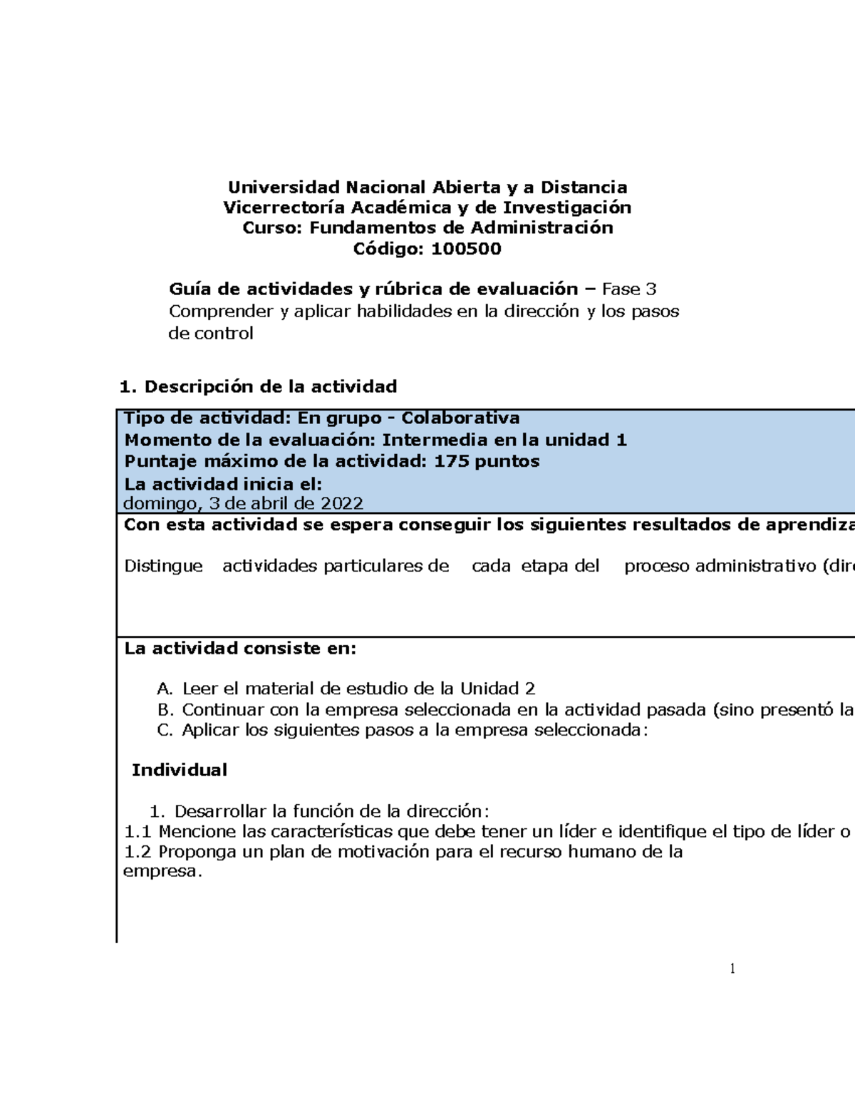 Unidad 2-Fase 3 – Comprender y aplicar habilidades en la dirección y ...