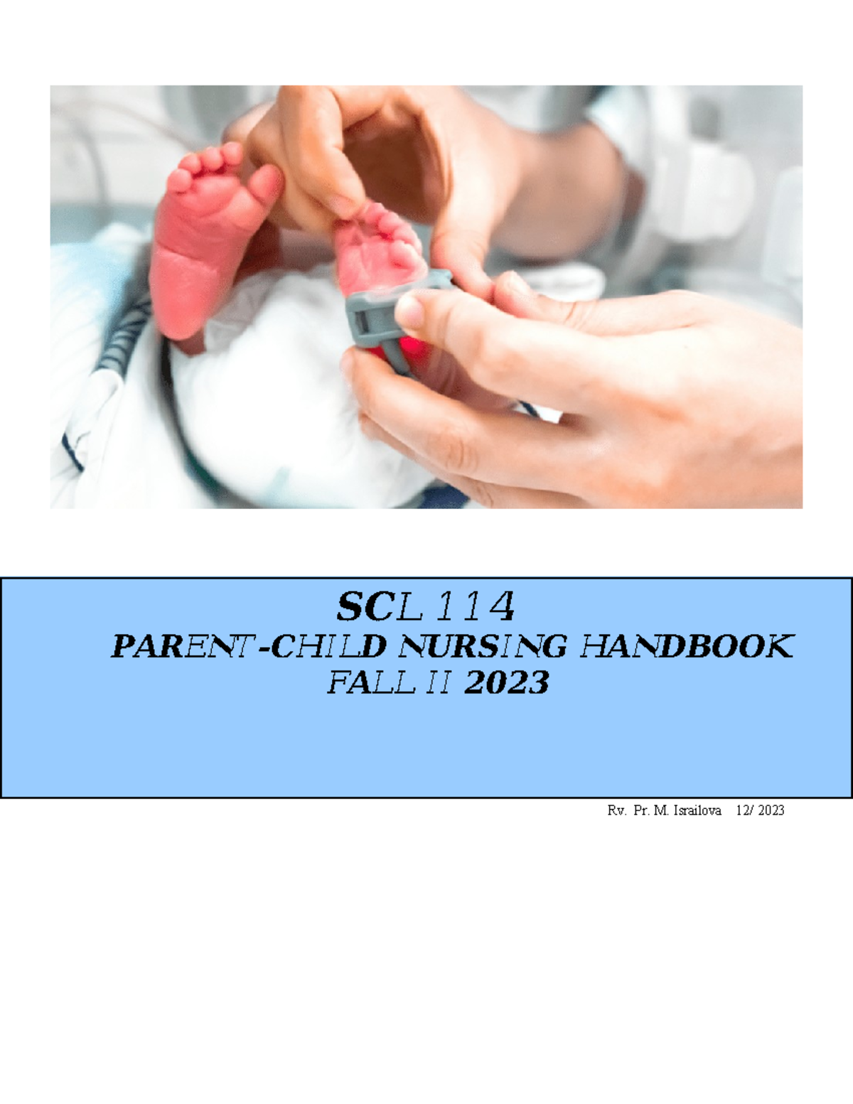 SCL114 Clinical Handbook Fall II 2023 Syllabus - Rv. Pr. M. Israilova ...