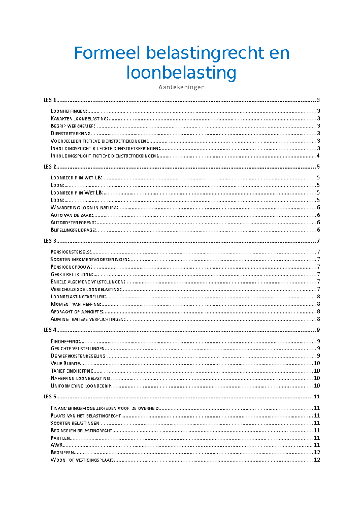 Formeel belastingrecht en loonbelasting - Aantekeningen - Formeel ...