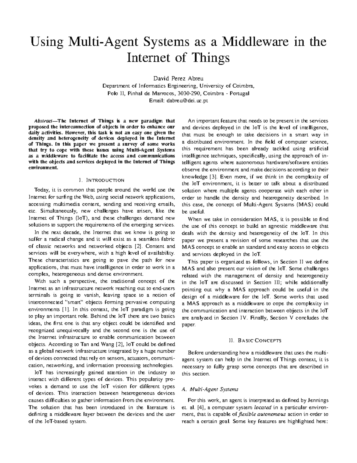 Using Multi Agent As A Middleware In The Iot Using Multi Agent Systems As A Middleware In The