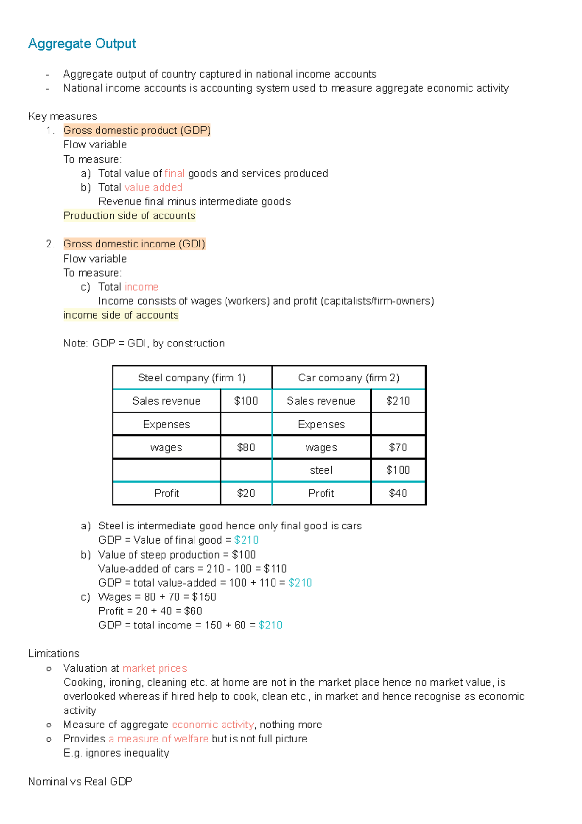 Lec 1 intro, course overview - Aggregate Output Aggregate output of ...