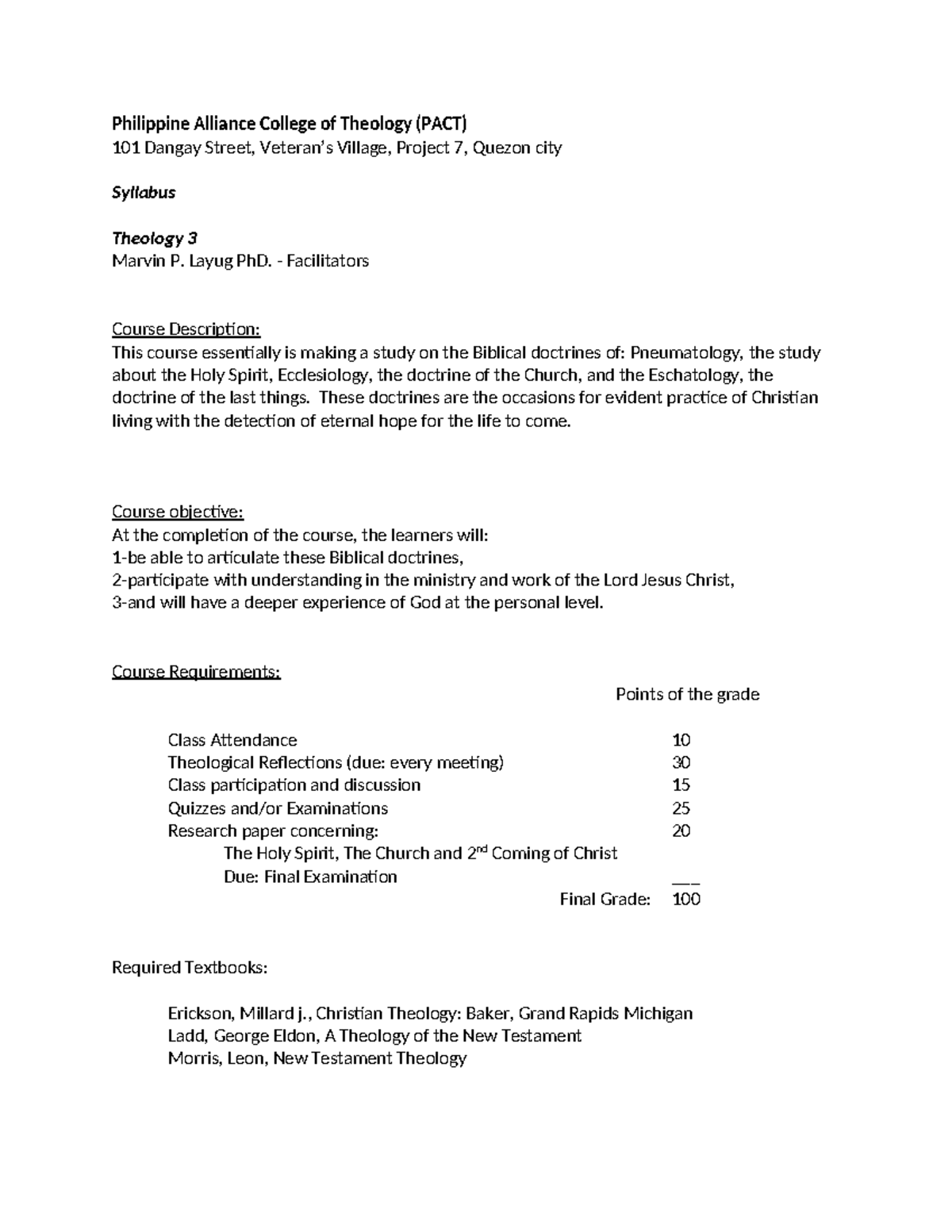 Agscm-Theology-3-2024 - Philippine Alliance College of Theology (PACT ...