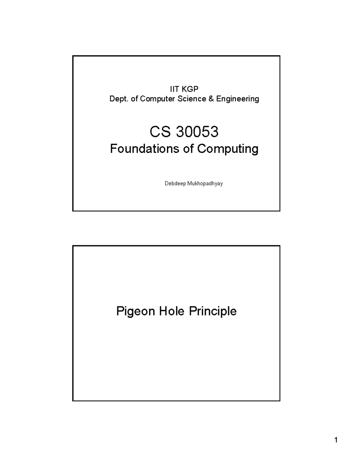 Pigeon Hole Principle - Notes for practice with a bit of theory - IIT ...