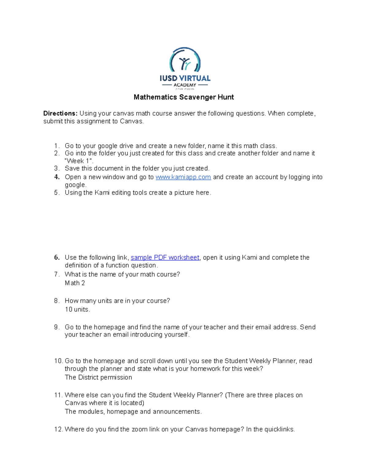 Mathematics Scavenger Hunt for learning - Mathematics Scavenger Hunt ...