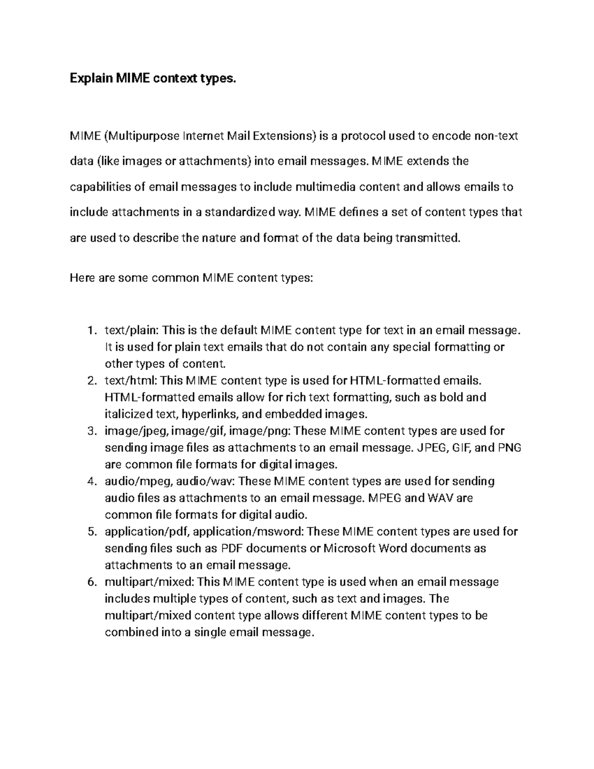 Explain MIME context types - MIME (Multipurpose Internet Mail ...
