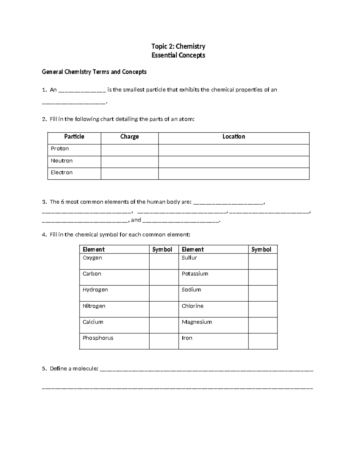 Topic+2+Essential+Concepts - Topic 2: Chemistry Essential Concepts ...