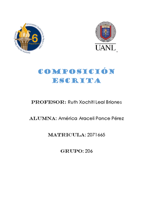 Evidencias de la materia de Composición Escrita para segundo semestre ...