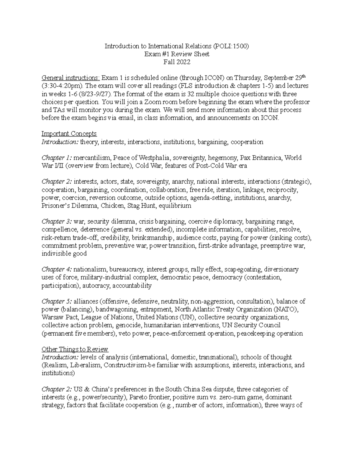 Exam1review - Review and what the test is like - Introduction to ...