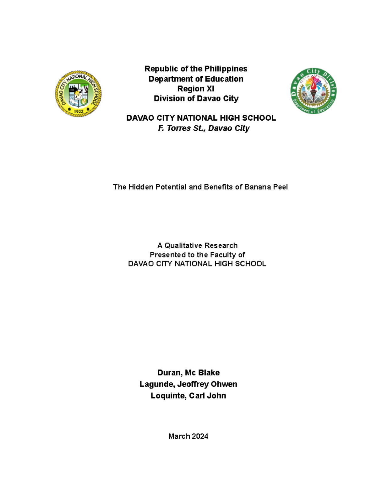 Research Paper - Republic of the Philippines Department of Education ...