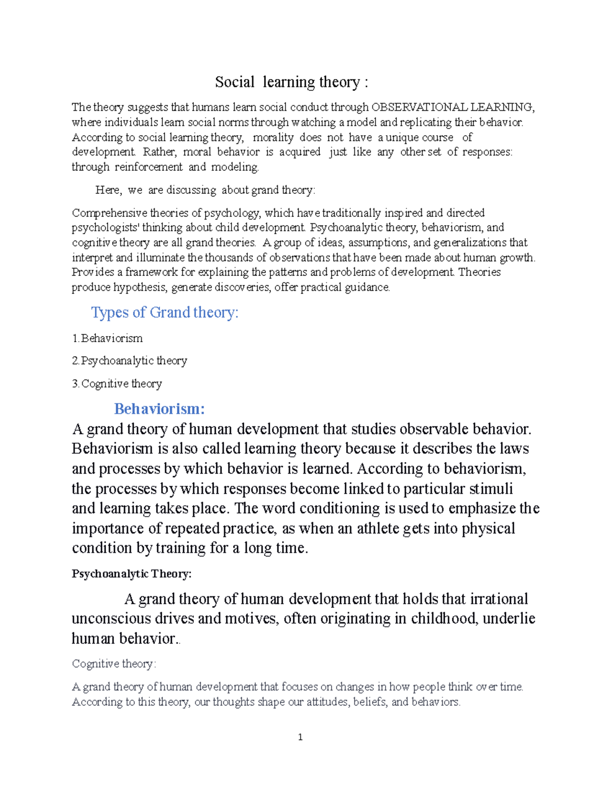 Grand theory Of Psychology - Social learning theory : The theory ...