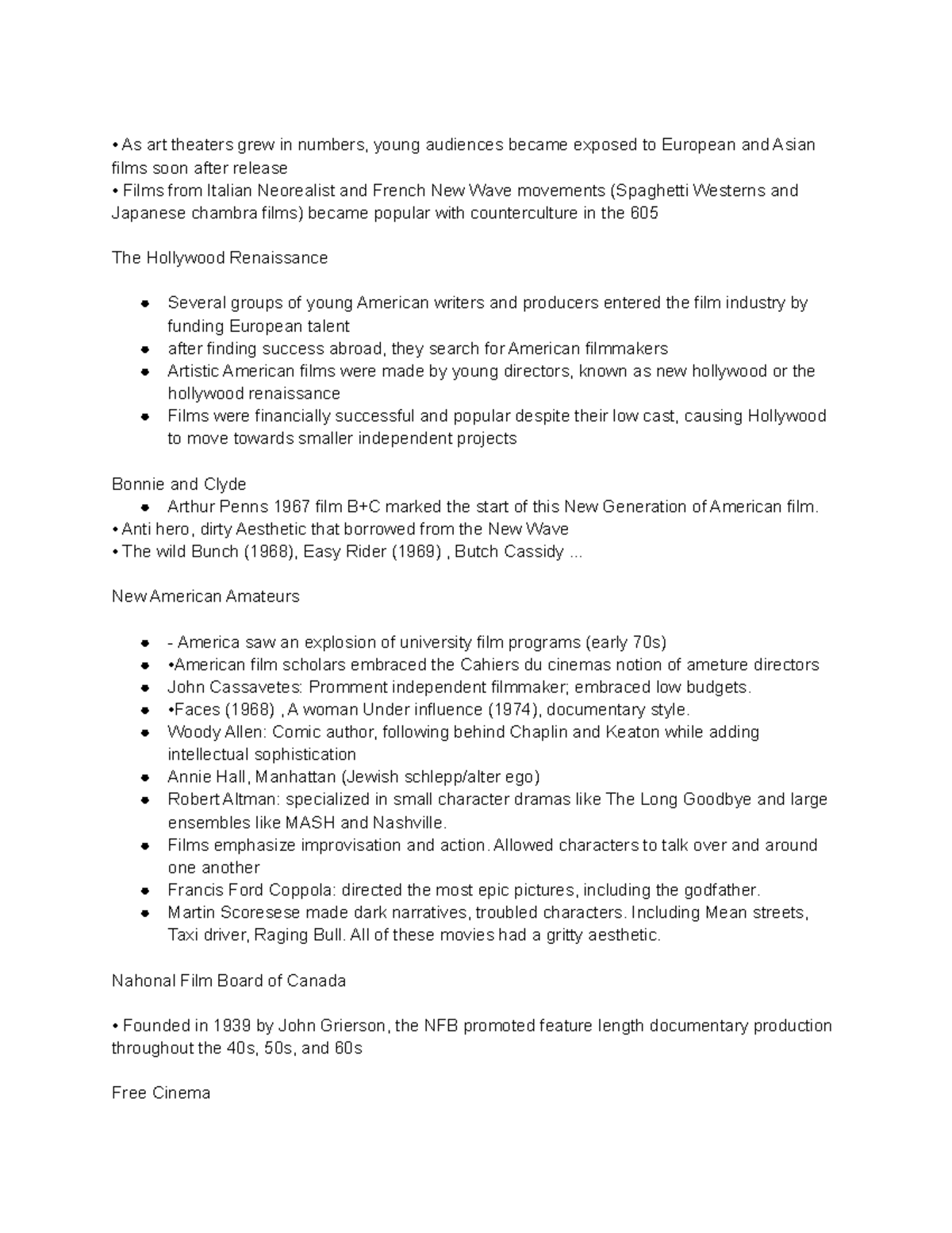 Introduction to film - The Hollywood Renaissance - As art theaters grew ...