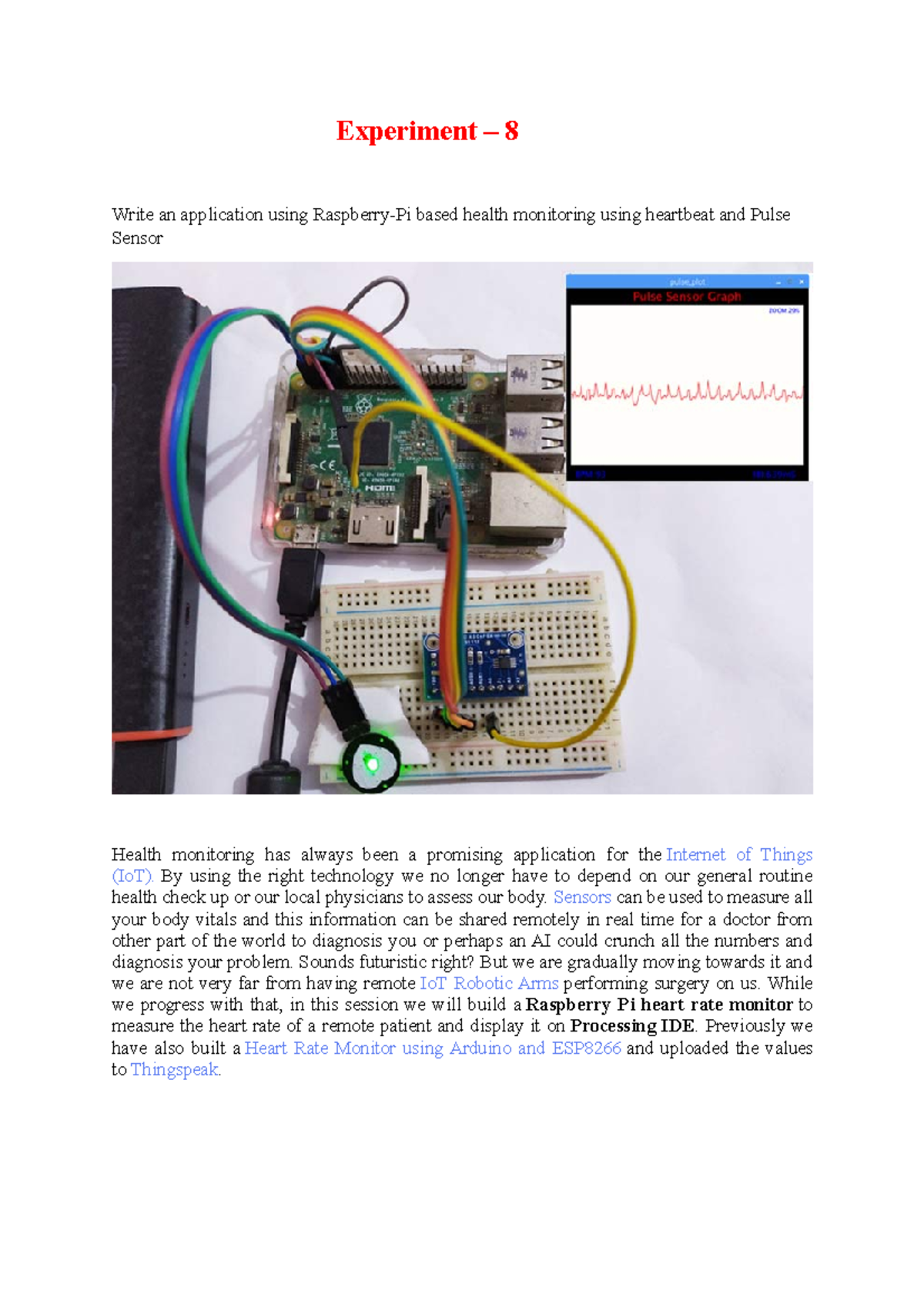 Experiment 8 An Application Using Raspberry Pi Based Health