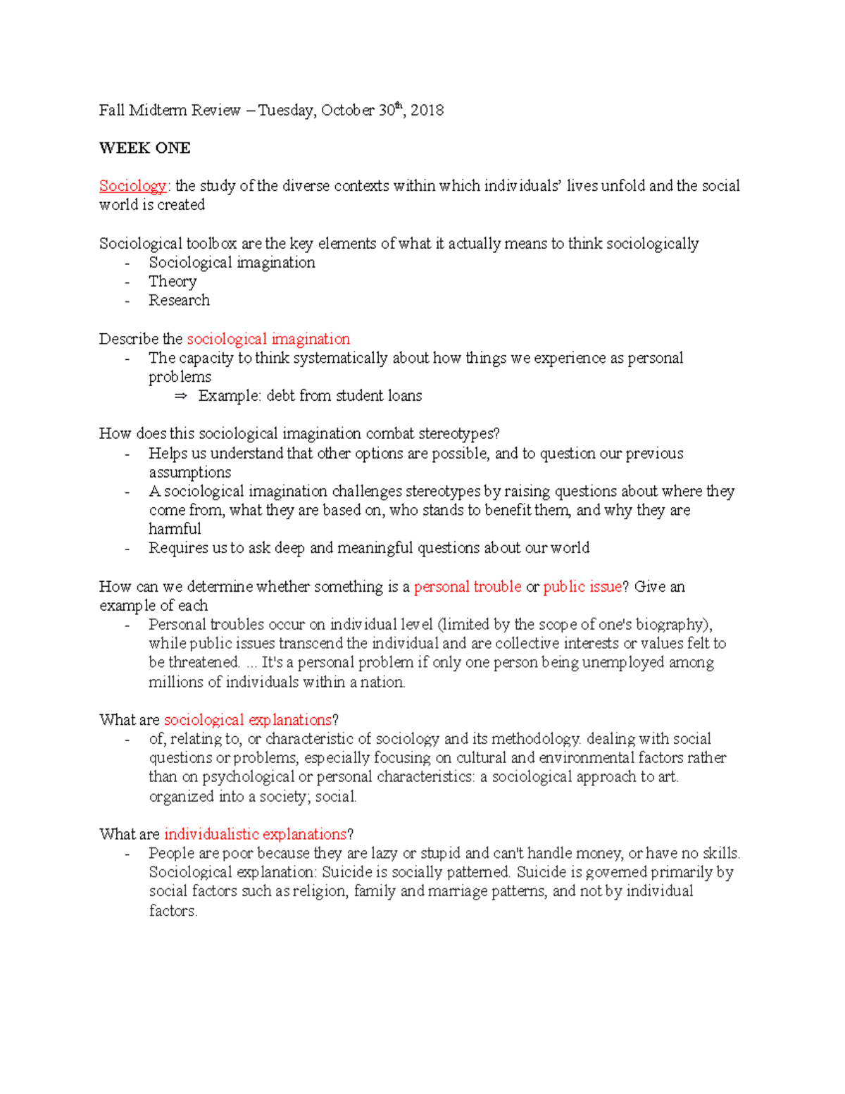 Midterm Review. tutorial - Fall Midterm Review – Tuesday, October 30th ...
