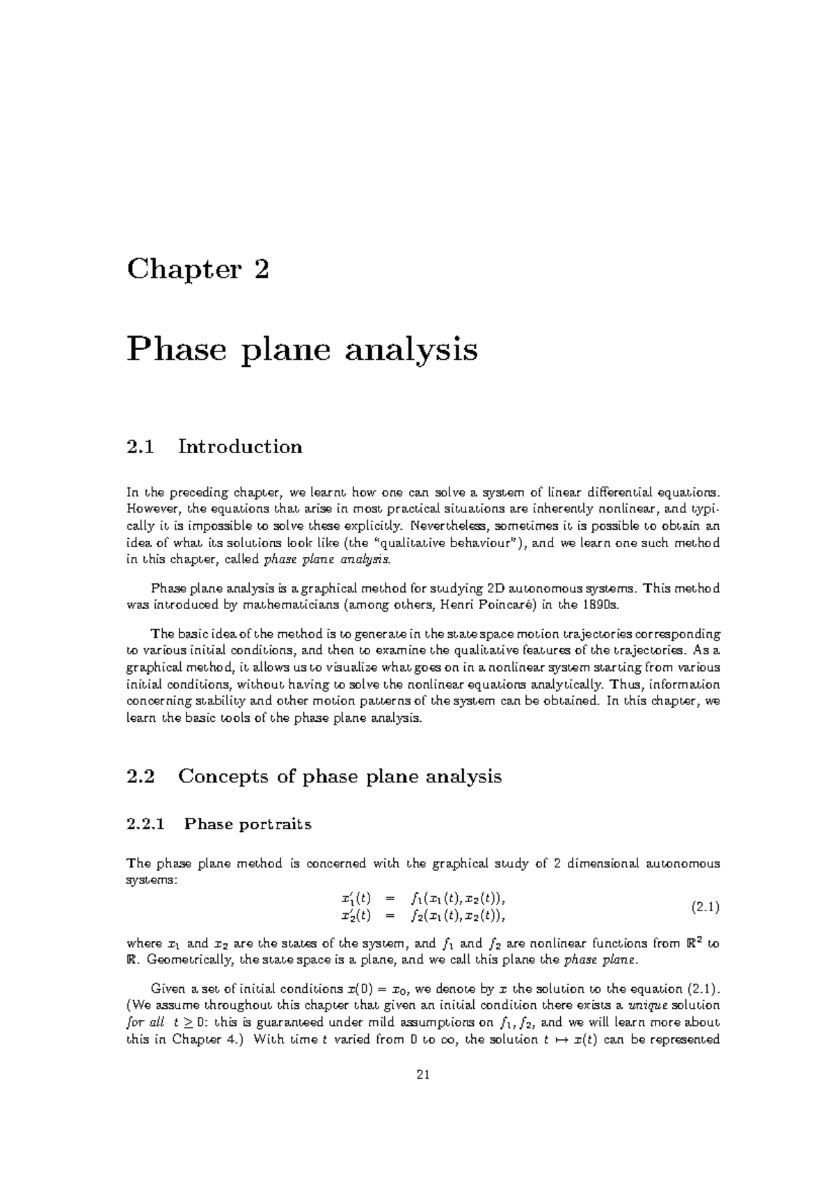 MA209 2008 Notes - Phase plane analysis - Chapter 2 Phase plane ...