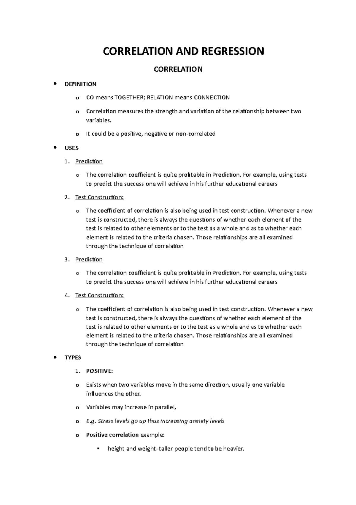 Correlation and Regression - CORRELATION AND REGRESSION CORRELATION ...
