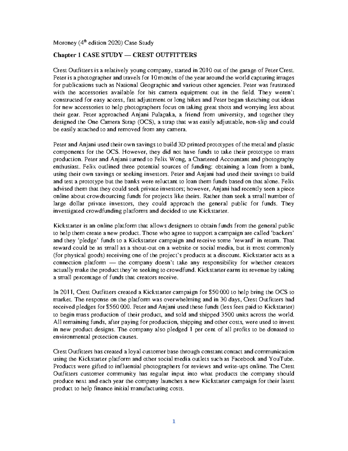 Case Study - Moroney (4th edition 2020) Case Study Chapter 1 CASE STUDY ...