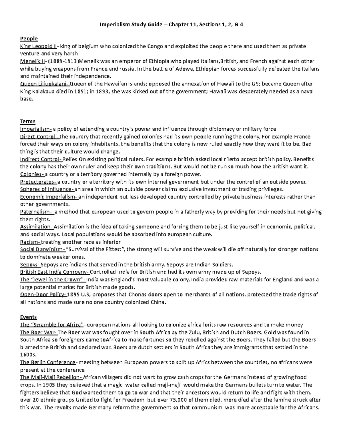 Imperialism Study Guide - In the battle of Adowa, Ethiopian forces ...