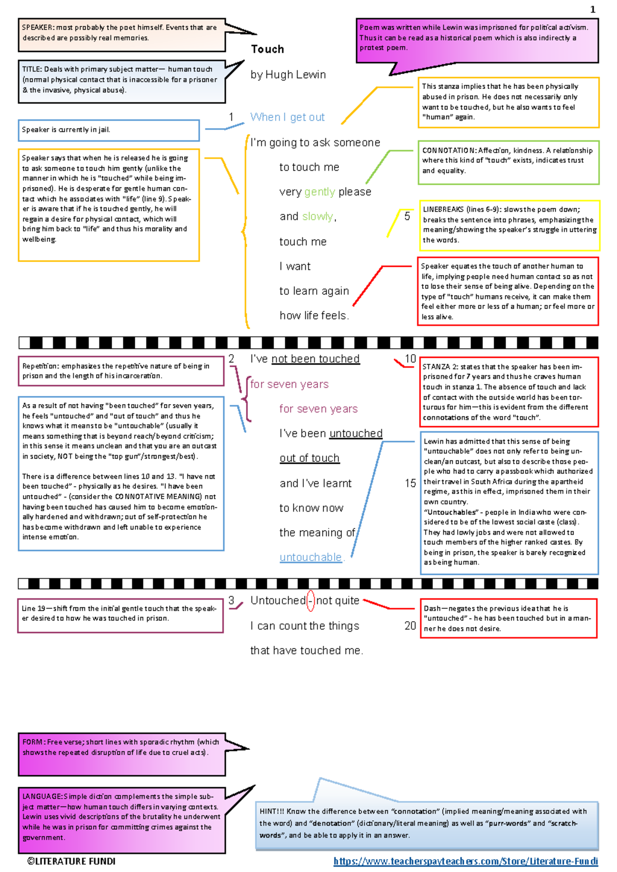 09 - IEB Poetry 2020-2022 Detailed annotation of Touch by Lewin - 1 ...