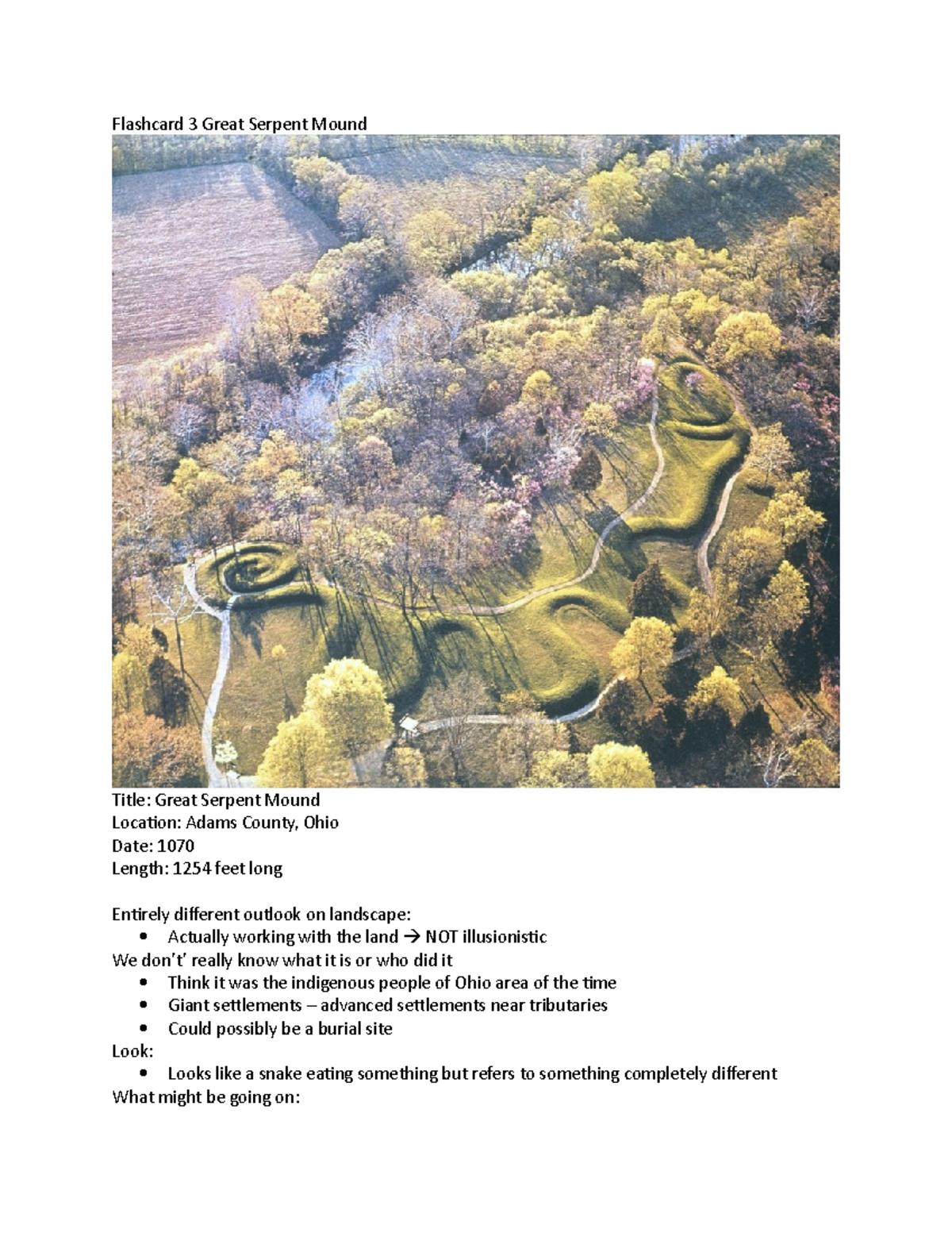 Flashcard 3 Great Serpent Mound - Flashcard 3 Great Serpent Mound Title ...