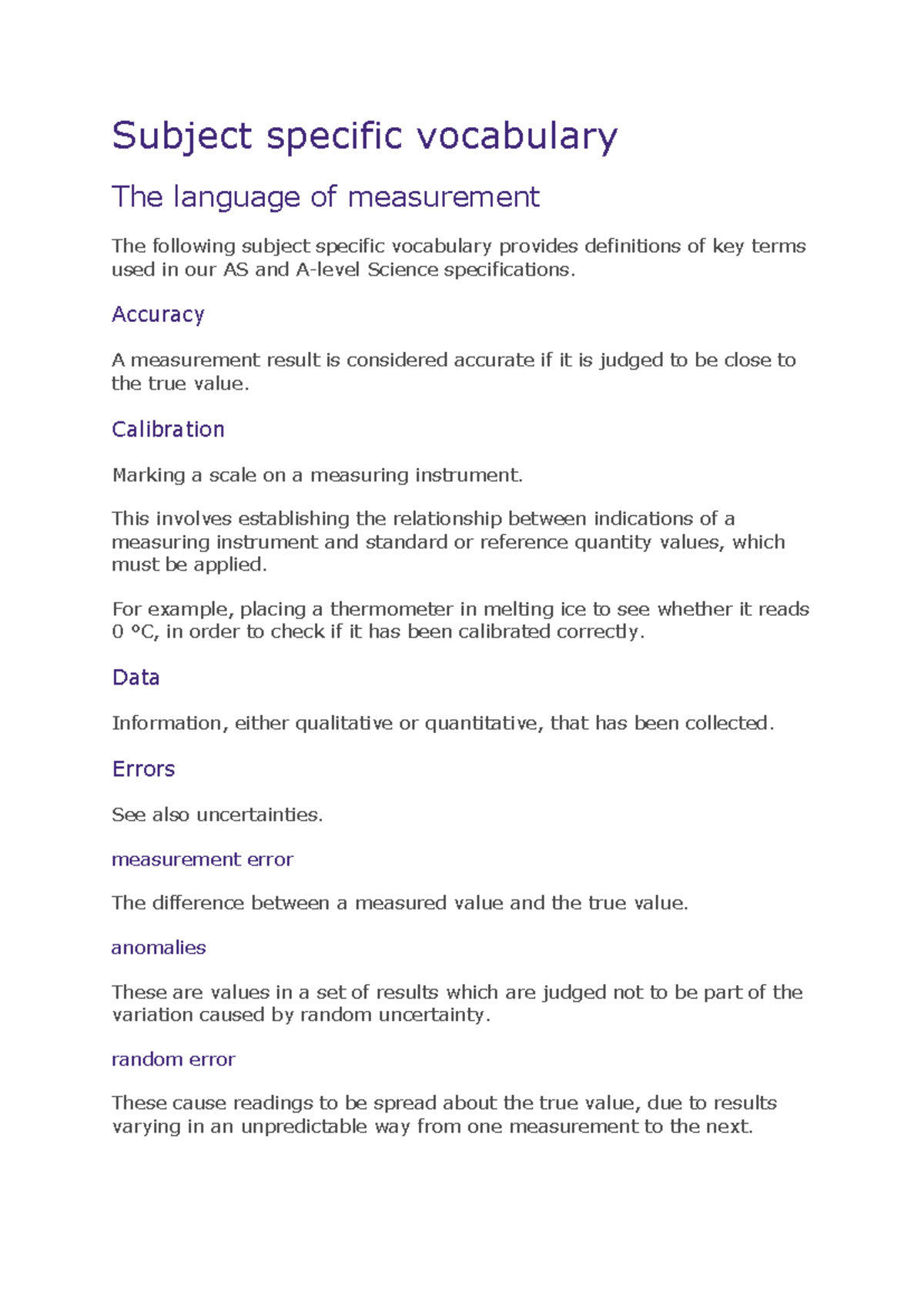 Chemistry word bank - lol - Subject specific vocabulary The language of ...