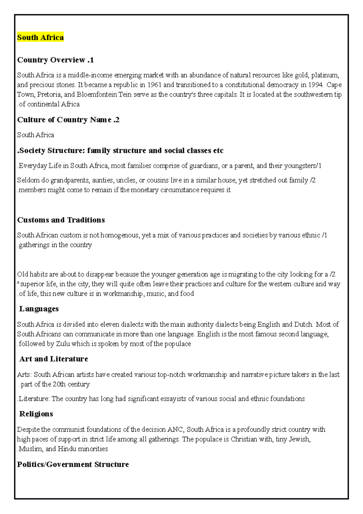 Assignment Group 2 Best Paper South Africa Country Overview 1 assignment-group-2-best-paper-south-africa-country-overview-1
